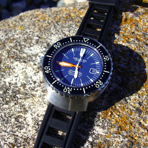 ==SOLD==FS: Helson Sharkmaster crown @ 9:00, blue dial, black bezel ...