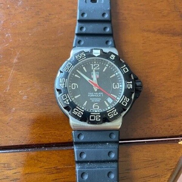 New Tag Heuer Mens Formula 1 Silver with Black Rubber Band WAC1110-0 ...