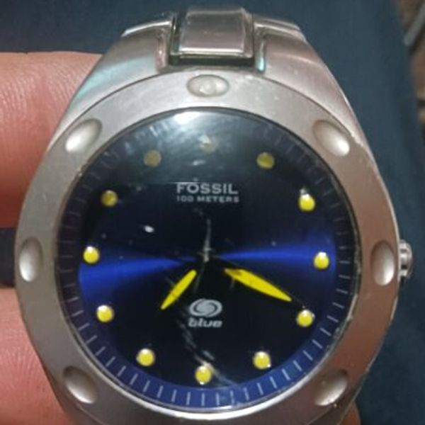 Fossil Blue Vintage 90s Men's Watch collection Watch, Little Scratch On ...