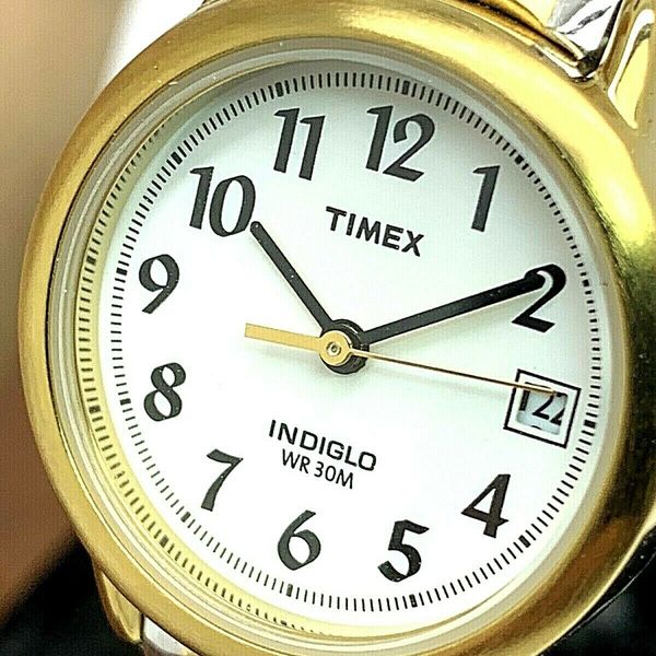 Timex Women's Watch T2H491 Indiglo Quartz Two Tone White Dial Expansion ...