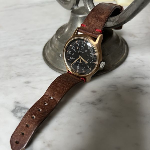 Timex Men's Watch MK1 Quartz Bronze Stainless Steel Case Brown Strap ...