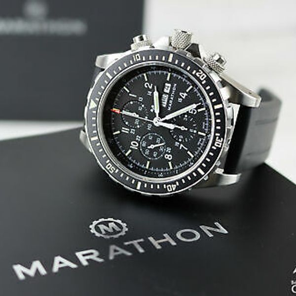 MARATHON Jumbo Diver/ Pilot's Automatic Chronograph Watch w/Box ...