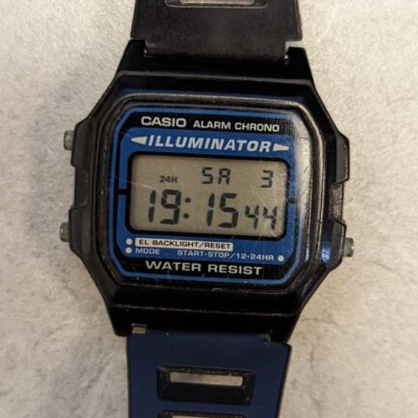WORKING Vintage Casio F-105 Digital Watch 35mm Alarm Chronograph Module ...