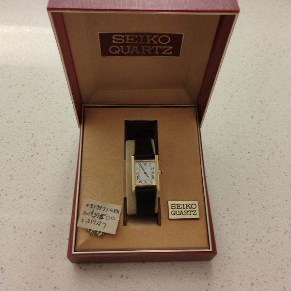 Vintage Seiko Ladies Tank Style Watch 2p20-0500R w Black Cabochon Crown ...