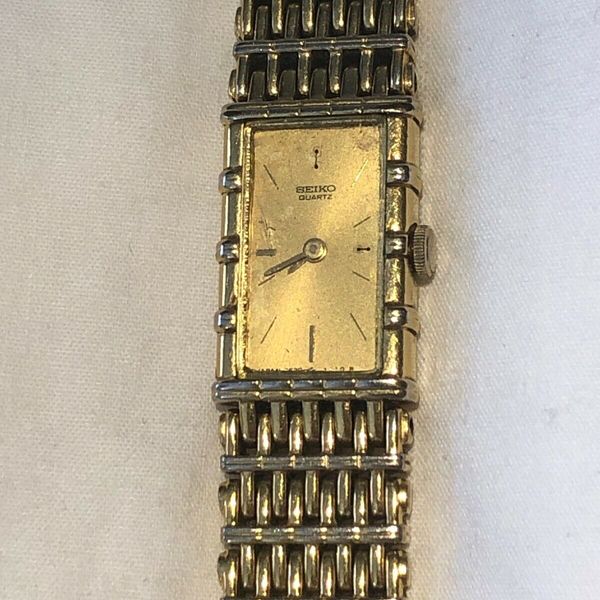 Seiko 2E20-6109 Rare Vintage Women’s Quartz Watch Rectangle Gold ...