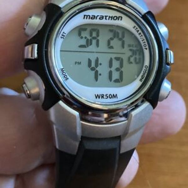 Timex Marathon Watch T5K805 Vintage Digital Quartz Day Date Alarm ...