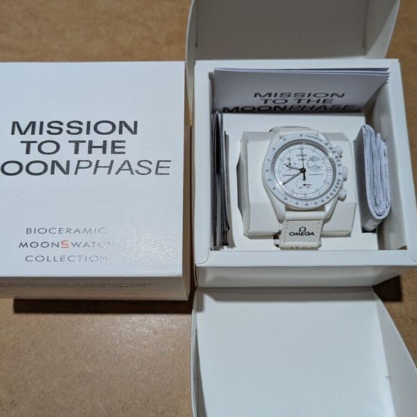 Swatch Omega Moonswatch Mission To The Moonphase White Snoopy Full Moon ...
