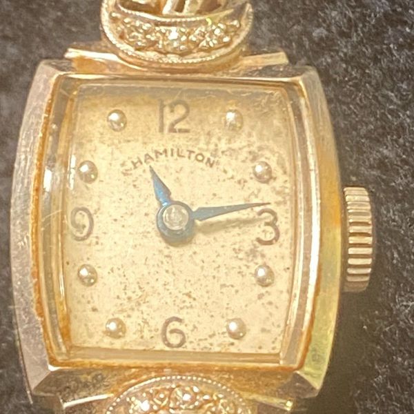 VINTAGE HAMILTON 14K GOLD, 17 JEWEL S LADIES WRIST WATCH, RUNNING GOOD ...
