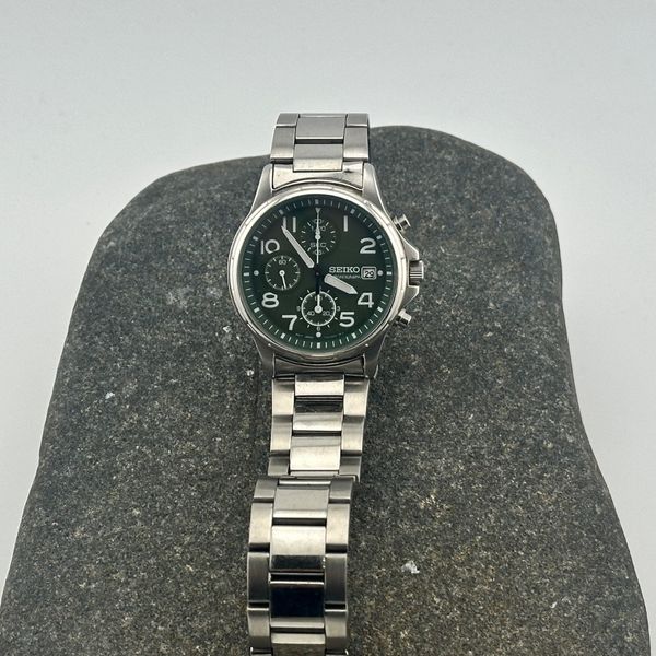 Seiko 7T92 Chronograph Green Dial Quartz Watch 7T92-0BB0 Japan 2003 ...