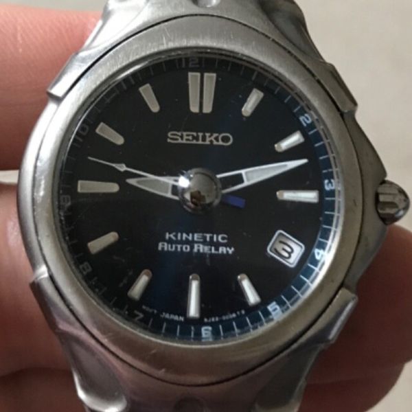 1990s Seiko 5J22-0D00 kinetic Auto Relay blue face watch | WatchCharts Marketplace