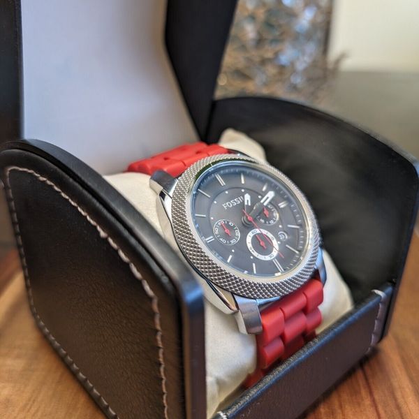 Analog Fossil Watch Black and Red | WatchCharts Marketplace