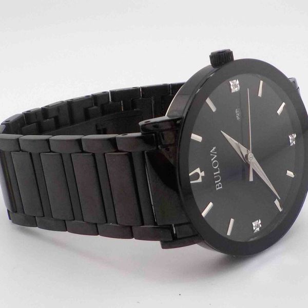 BULOVA MODERN CALENDAR BLACK STAINLESS STEEL MEN'S 42MM WATCH 98D144 ...