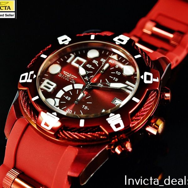 Invicta Men's 50mm BOLT Chronograph RED DIAL Red/Burgundy Stainless ...