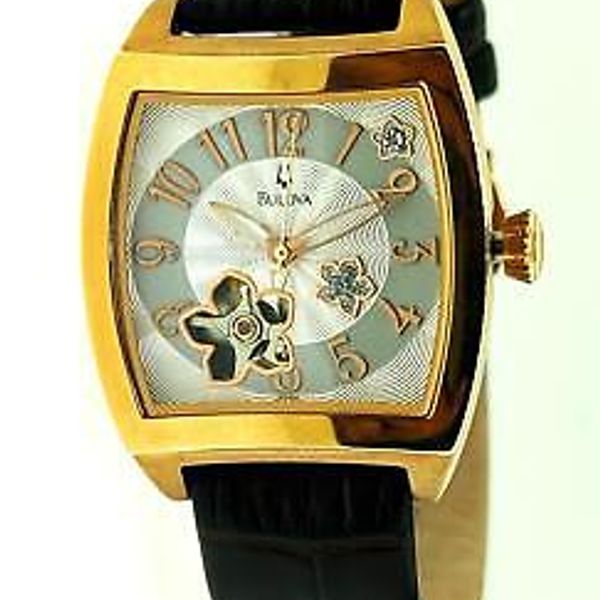 Bulova Mechanical 97P101 Women's Tonneau Automatic Skeleton Rose Gold ...