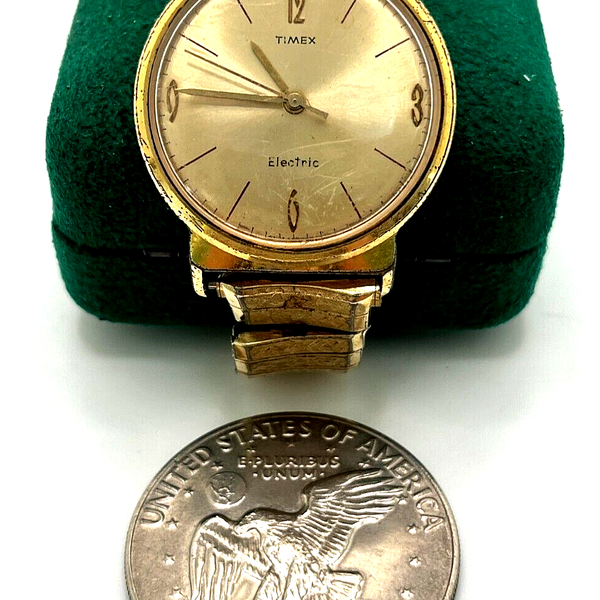 Vintage TIMEX ELECTRIC Waterproof Gold Tone Mens Quartz Watch UNTESTED ...