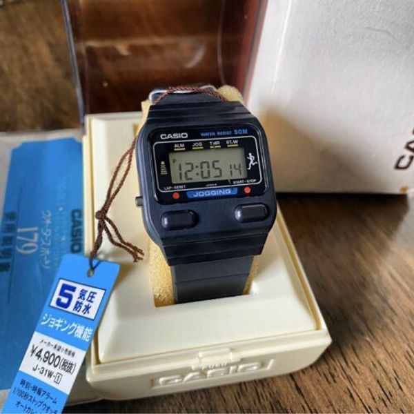 RARE NOS Vintage 1982 Casio J-31W Digital Jogging Watch Made in Japan ...