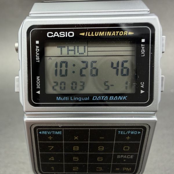 Casio Calculator Watch Men 32mm Digital Silver Tone Alarm Chrono DBC ...