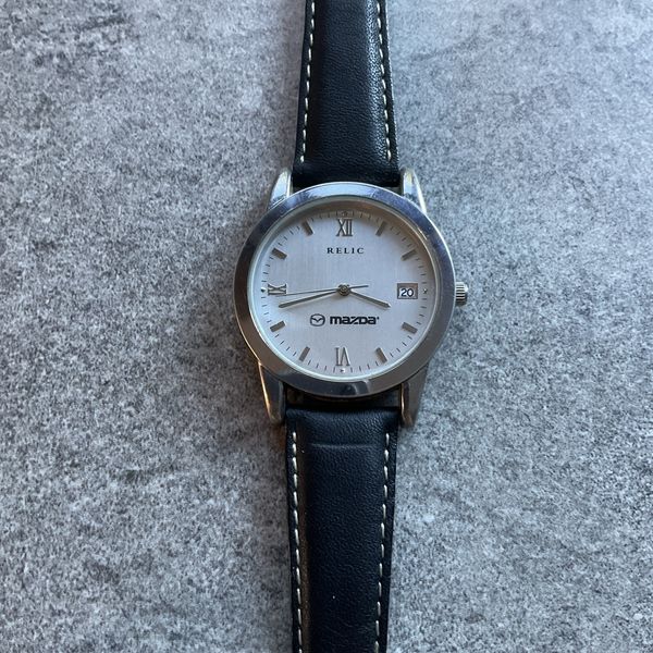 Vintage Relic By Fossil Mens Watch 33mm Silver Tone Case Mazda Logo ...