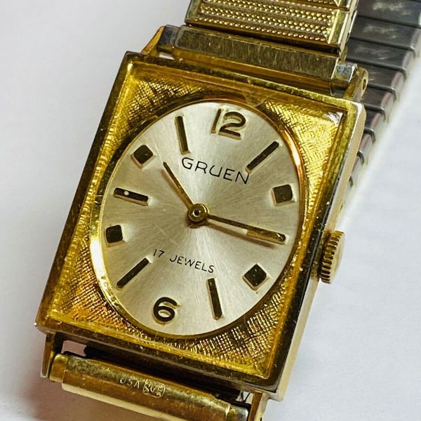 GRUEN MIDCENTRY MENS WRIST WATCH A4 MOVEMENT MARKED "RAX" 17 JEWELS ...