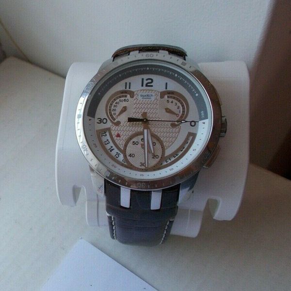 RETROGRADE IRONY CHRONO SWATCH " COLD HOUR " YRS403 TOP RARE WOW L@@K ...