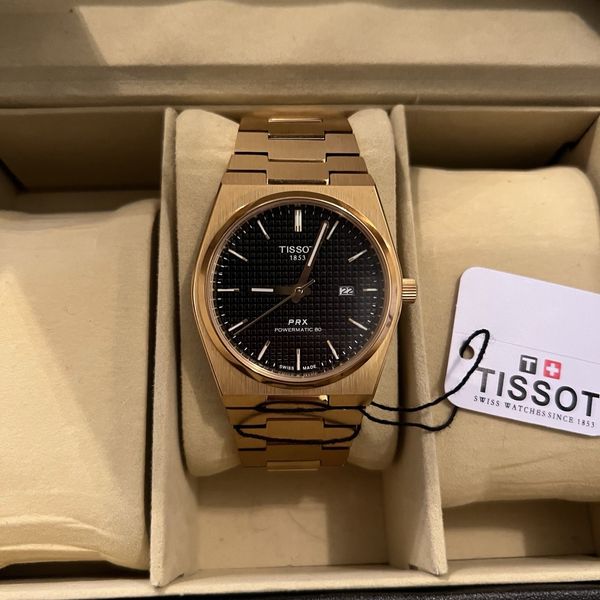 Tissot PRX 35mm Gold Pvd T1372103302100 Quartz Watch | WatchCharts ...