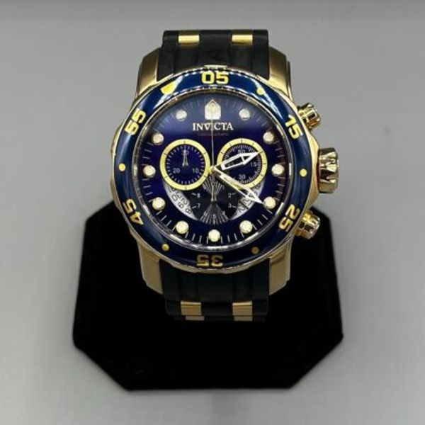 Invicta 6983 Mens Pro Diver Scuba Black Silicone/Gold-Tone Chronograph ...
