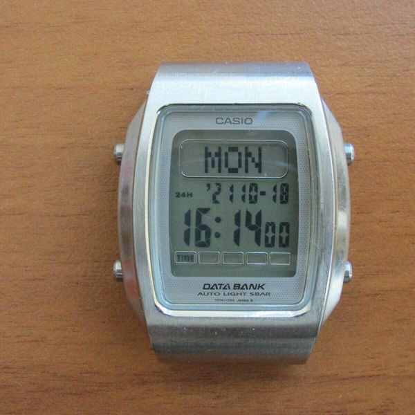 VINTAGE CASIO DB-100 DB-101 DATA BANK STAINLESS STEEL CASE 5 BAR MADE ...