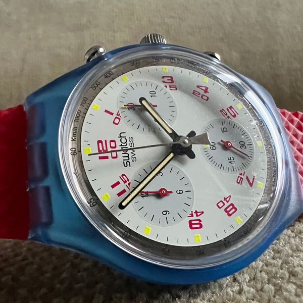 NOS Vintage Swatch Wristwatch JFK SCN 103 Chrono - 37mm Circa 1992 ...