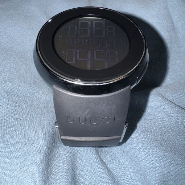 Menâ s GUCCI Digital Watch REF# 114-2 Two-time Zone Pre-owned ...
