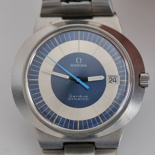 Nice Omega Geneve Dynamic watch two tone dial blue second hand ...