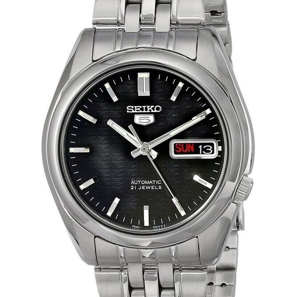 Seiko 5 Auto Black Dial Silver Steel Mens Watch SNK361K1 | WatchCharts