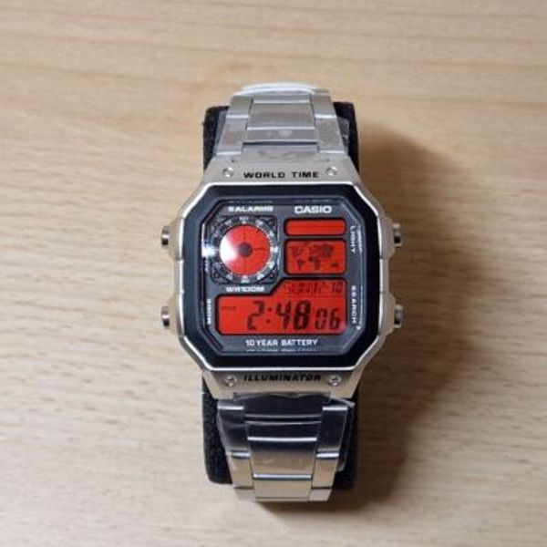 Casio ð ¥ RED World Time Illuminator "Royale" AE-1200WHD-1AVEF Digital ...