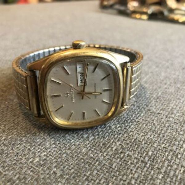 Vintage Hamilton Day/Date Self Winding TV Square Dial Mens Gold Tone ...