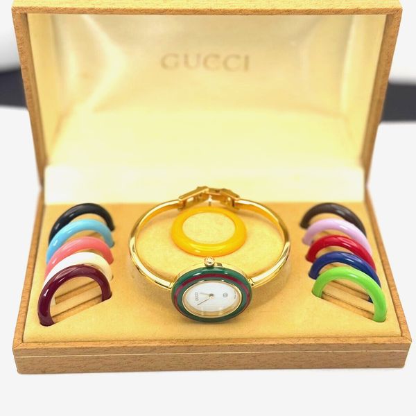 Gucci Change Bezel 12 Colors White / Gold Dial Women Watch Confirmed ...