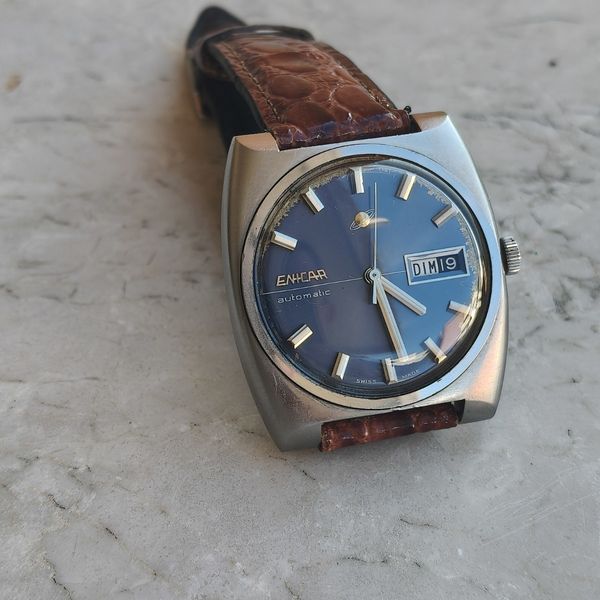 60s ENICAR AUTOMATIC CAL. A-R 197 VINTAGE WATCH UHREN OROLOGIO STEEL 36 ...