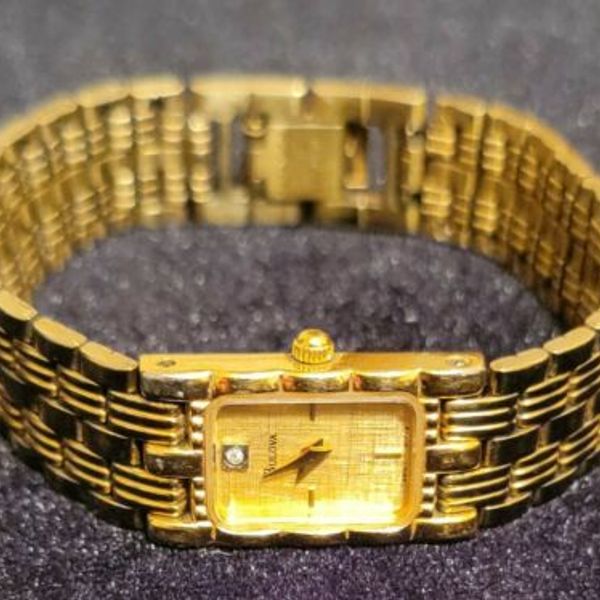 Bulova Quartz T4 Watch Women's Gold Tone Diamond Accent Swiss Movement ...