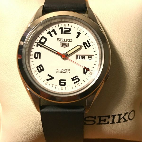 Seiko 5 SNK653 Automatic 21 Jewels Movement White Dial Easy Reader Men ...
