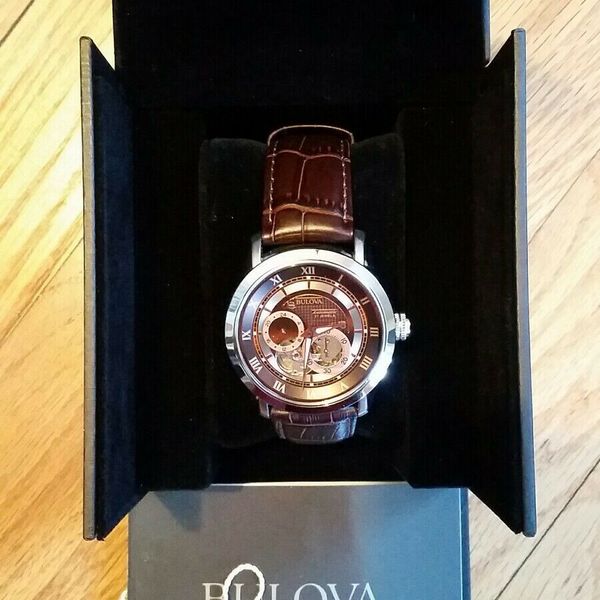 Bulova Stainless Steel Automatic Skeleton Leather Watch - 96A120 MSRP ...