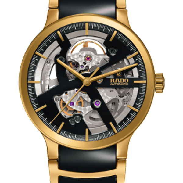 RADO Centrix Skeleton Automatic Open Heart Ceramic Black Gold Plate Men ...