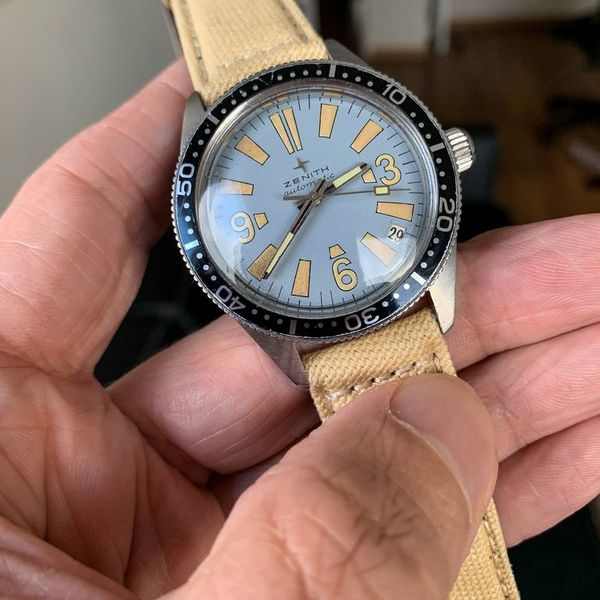 Zenith Vintage Blue Dial Dive Watch / 2542 PC Movement | WatchCharts ...