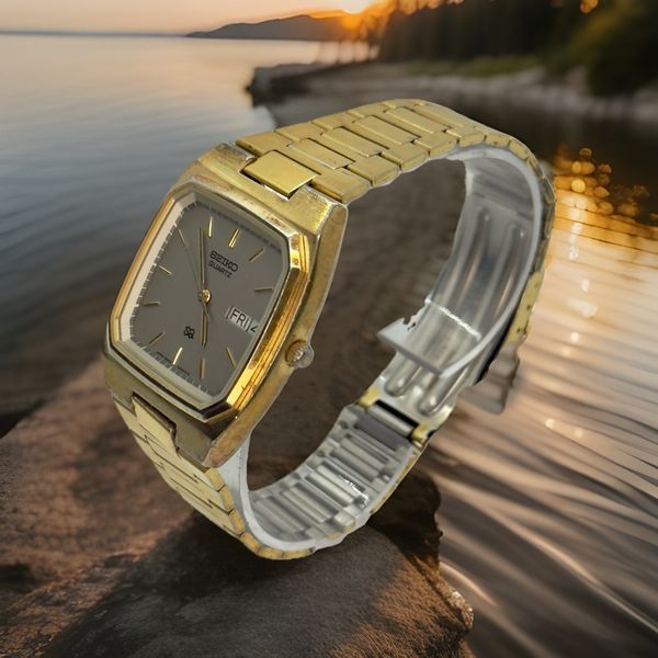 Vintage Seiko SQ Men 8223-5259 Day Date Gold Tone Quartz | WatchCharts Marketplace