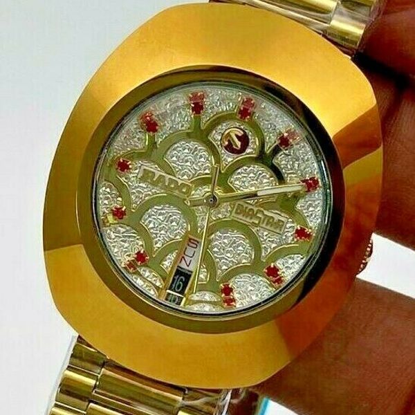 Vintage Rado Diastar Automatic 36 MM Gold Plated Red Stone Men's Wrist ...