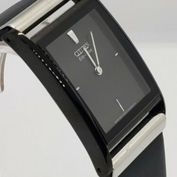 CITIZEN ECO-DRIVE Mens Watch (B023-S069165) Rectangular Black Leather ...