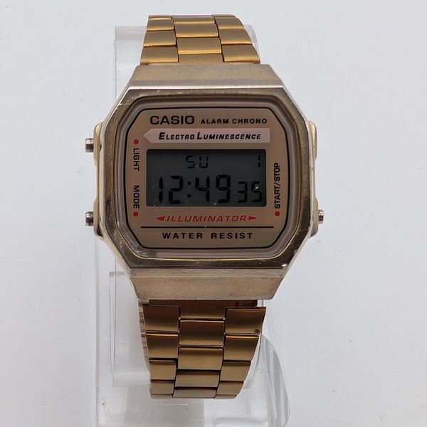 Casio Electro Luminescence Illuminator A168 Digital Wristwatch Gold ...