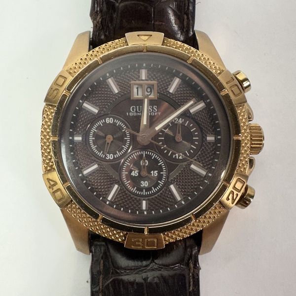 GUESS Waterpro Chronograph Stainless Steel Black Dial 46mm Mens Quartz ...