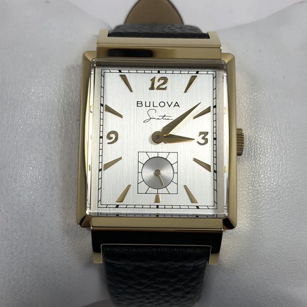Bulova Frank Sinatra My Way Quartz Silver Dial Men's Black Leather ...