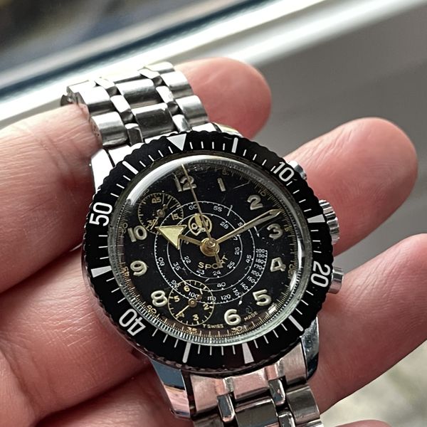 [$699 USD] Ollech & Wajs O&W Swiss Sport Timer Black Gilt Vintage ...