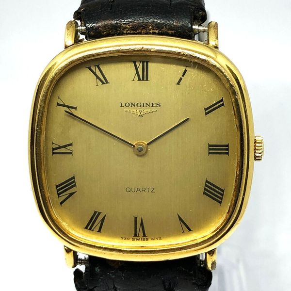 LONGINES Quartz Watch. Gold Dial. Roman Numerals. 34mm Case. Vintage ...