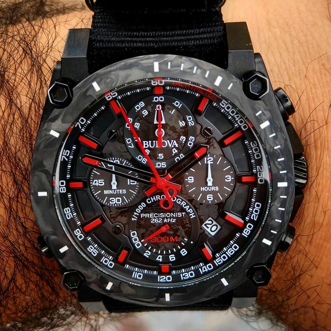 Bulova Precisionist Chronograph Black Carbon Fiber Dial Men's Watch ...