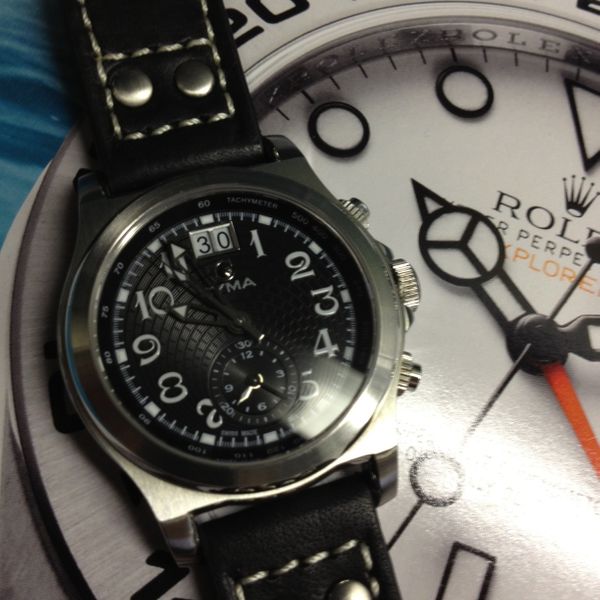 SOLD for $375 FS: Cyma Swiss Made Vortex textured black dial BIG Date ...